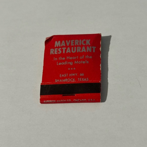 Other | Vintage Matchbook Maverick Restaurant East Hwy 66 Shamrock ...